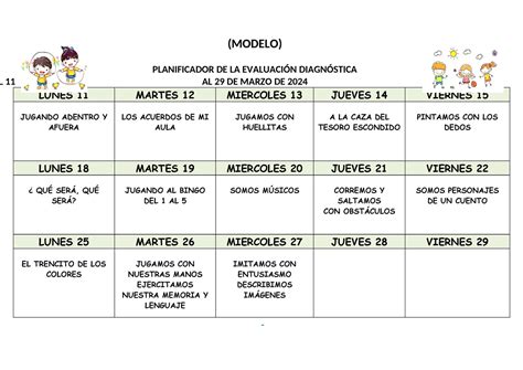 Planificador DE LA Evaluaci ô N Diagn ô Stica Marzo 2024 MODELO