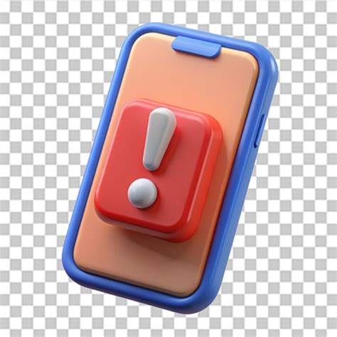 3d smartphone with exclamation sign mobile phone alert notification