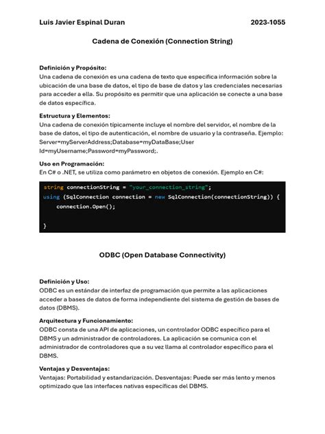 Cadena De Conexión Pdf Consulta Integrada De Idiomas Bases De Datos