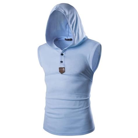 Solid Color Sleeveless Hooded Vest Slim Fit Hoodie Hoodies Men