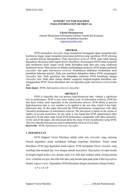 Pdf Support Vector Machine Pada Information Retrieval