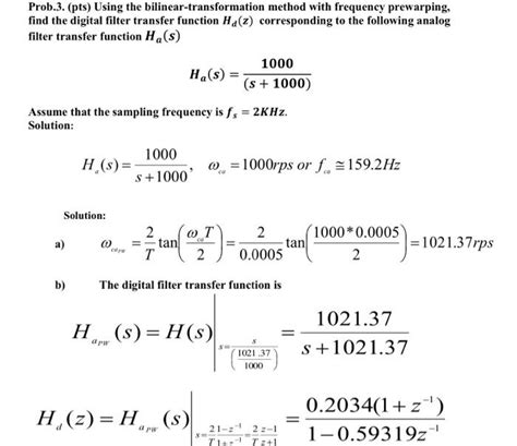 Solved Prob 3 Pts Using The Bilinear Transformation