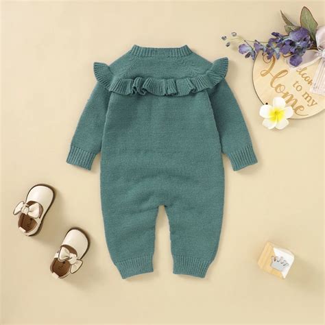 Pelele De Punto Para Beb Mono De Manga Larga Con Botones Ropa De Abrigo Para Oto