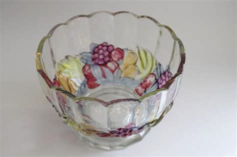 Banana Fruit Garland Pattern Vintage Indiana Glass Clear Bowl W