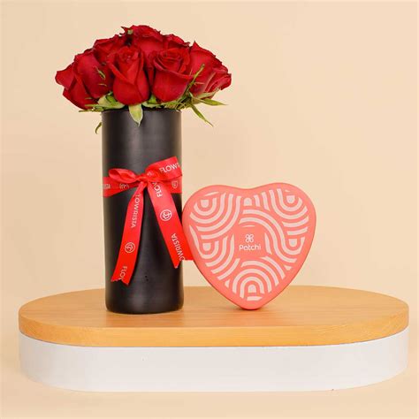 Patchi Tin Box Of 22 Pieces Love Red Rose Vase