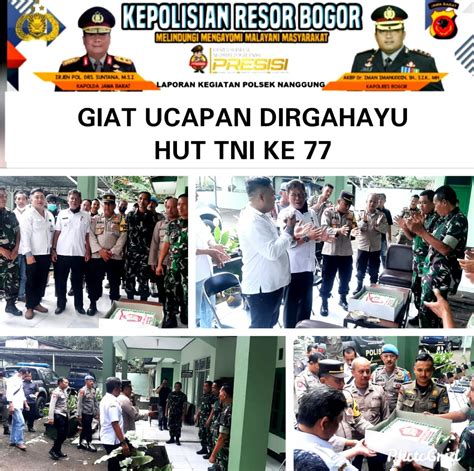 Jajaran Polsek Serta Camat Nanggung Ucapkan HUT TNI Ke 77 Di Kantor