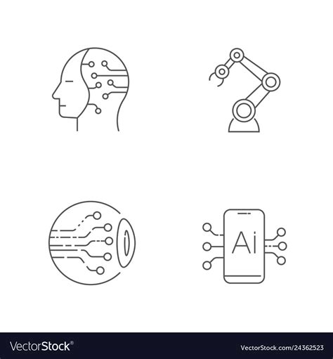 Ai Icons Set Artificial Intelligence Royalty Free Vector