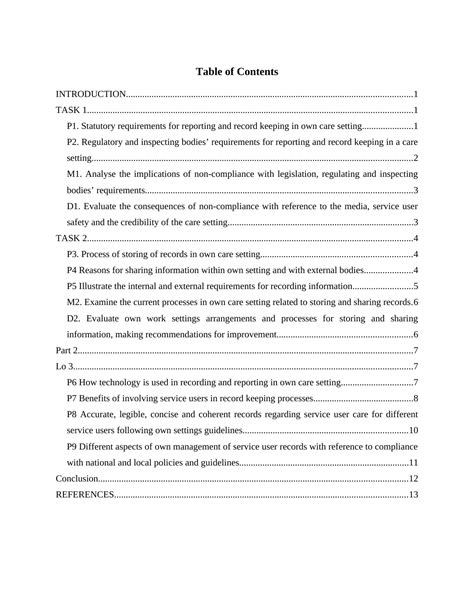 Health And Social Care Reporting And Record Keeping Report