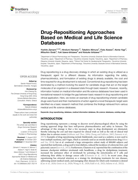 pdf drug repositioning approaches based on medical and life science