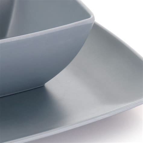 Gibson Home 12 Piece Grayson Melamine Square Dinnerware Set In Gray In