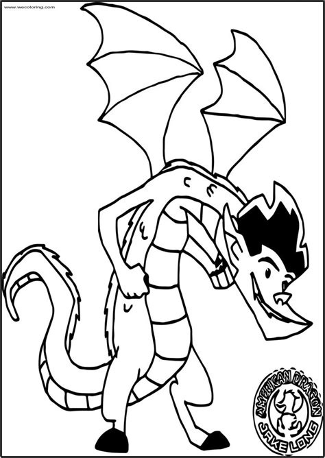 Find American Dragon Jake Long Free A4 Printable Coloring Page
