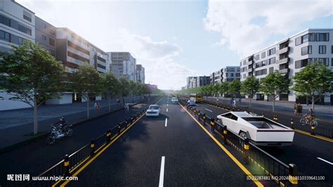 双向四车道 一级公路设计图效果图环境设计设计图库昵图网