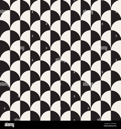 Vector Seamless Black And White Overlapping Semi Circle Pattern