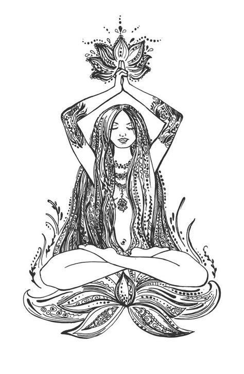 Meditation Lotus Pose Tattoo Style Stock Vector Illustration Of