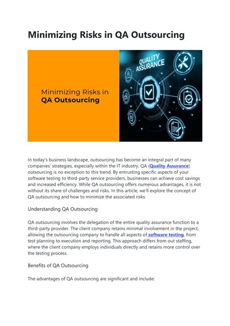 Ppt Minimizing Risks In Qa Outsourcing Powerpoint Presentation Free