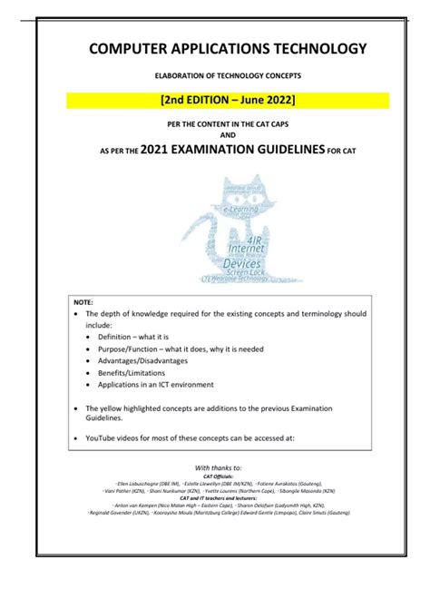Computer Application Technology Cat Grade 12 Summary Notes Computer Applications Technology