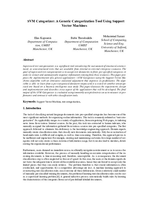 Pdf Svm Categorizer A Generic Categorization Tool Using Support