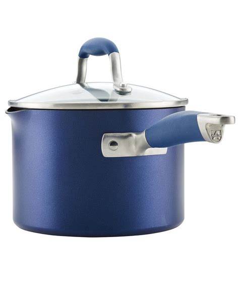 Anolon Advanced Indigo Hard Anodized Nonstick 3 Qt Covered Straining Saucepan With Pour Spout
