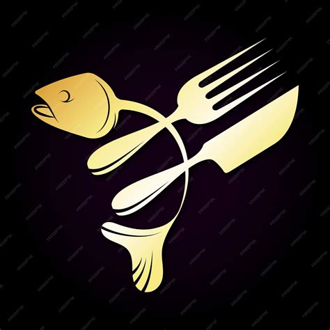 Premium Vector Fish And Knife Fork Gold Symbol