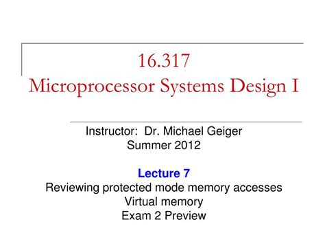 Ppt 16317 Microprocessor Systems Design I Powerpoint Presentation
