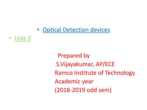 Optical Detection Devices Unit 3 Ppt