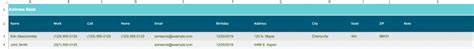 Address Book Excel Template