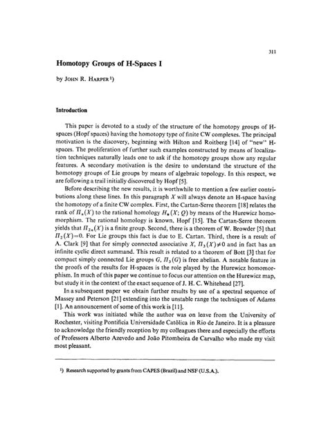 Pdf Homotopy Groups Of H Spaces I