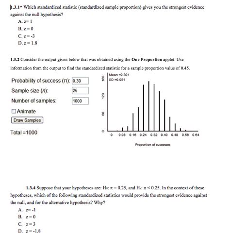 solved 1 3 1 which standardized statistic standardized