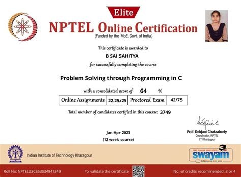 Sai Sahitya Behara On Linkedin Nptel Programminginc Swayam