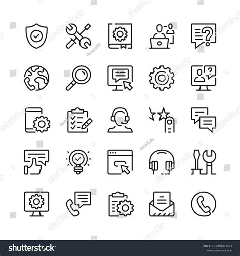 Technical Support Line Icons Outline Symbols Stock Vector Royalty Free