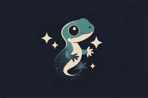 Cute Gecko With Galaxy Tail Illustration Premium Ai Generated Image