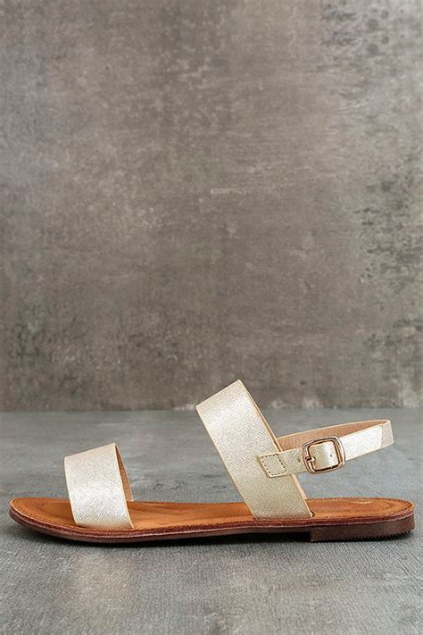 Cute Gold Sandals Flat Sandals Ankle Strap Sandals 2500 Lulus
