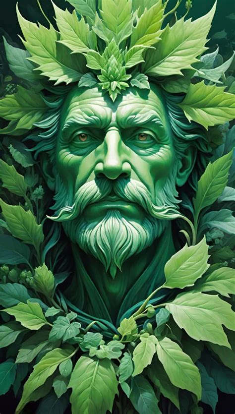 The Green Man Wallpaper Digital Art Green Man Green Man Sculpture