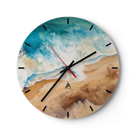 Zegar ścienny Powracająca fala 30x30cm Brzeg Morza Nadmorski Ocean Okrągły zegar na