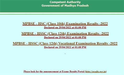 MP Board Th Result Published