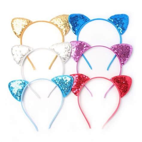 Sequin Cat Ears Fabric Aliceband Headband Fancy Dress Uk Etsy Uk