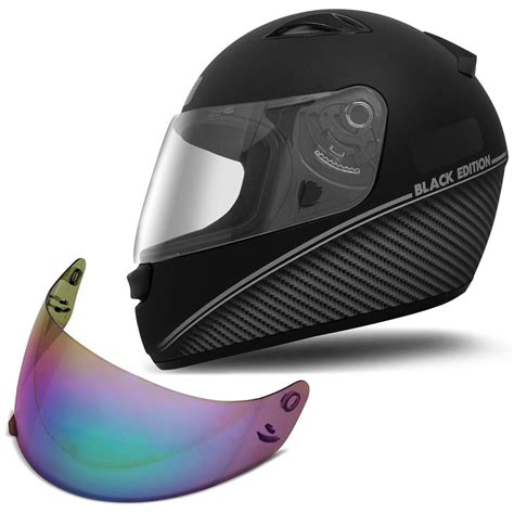 Capacete Fechado Ebf New Spark Black Edition Preto Fosco Prata