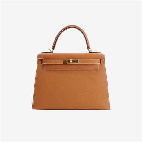 에르메스 켈리 28 백 셀리에 앱송 And 골드 하드웨어 골드 Hermes Kream