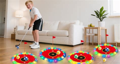 Vatos 2 In 1 Light Up Golf Toy Set Golf Chipping And Bean Bag Toss With