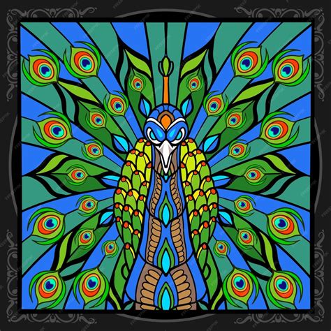 Premium Vector Colorful Peacock Bird Isolated On Black Background