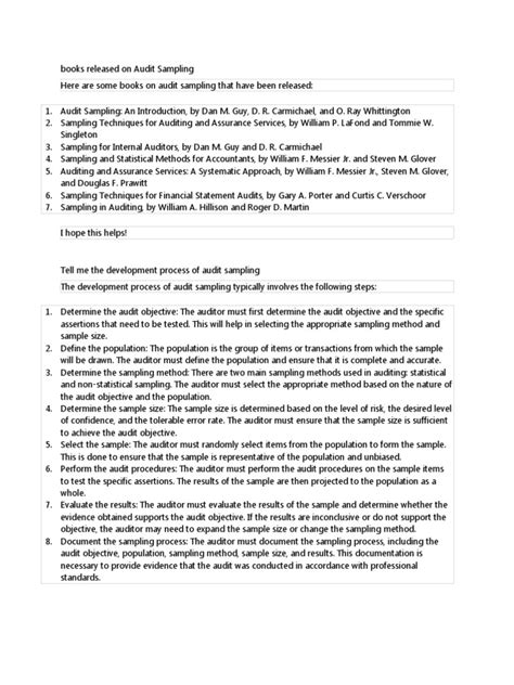 Books On Audit Sampling Techniques Pdf Financial Audit Audit