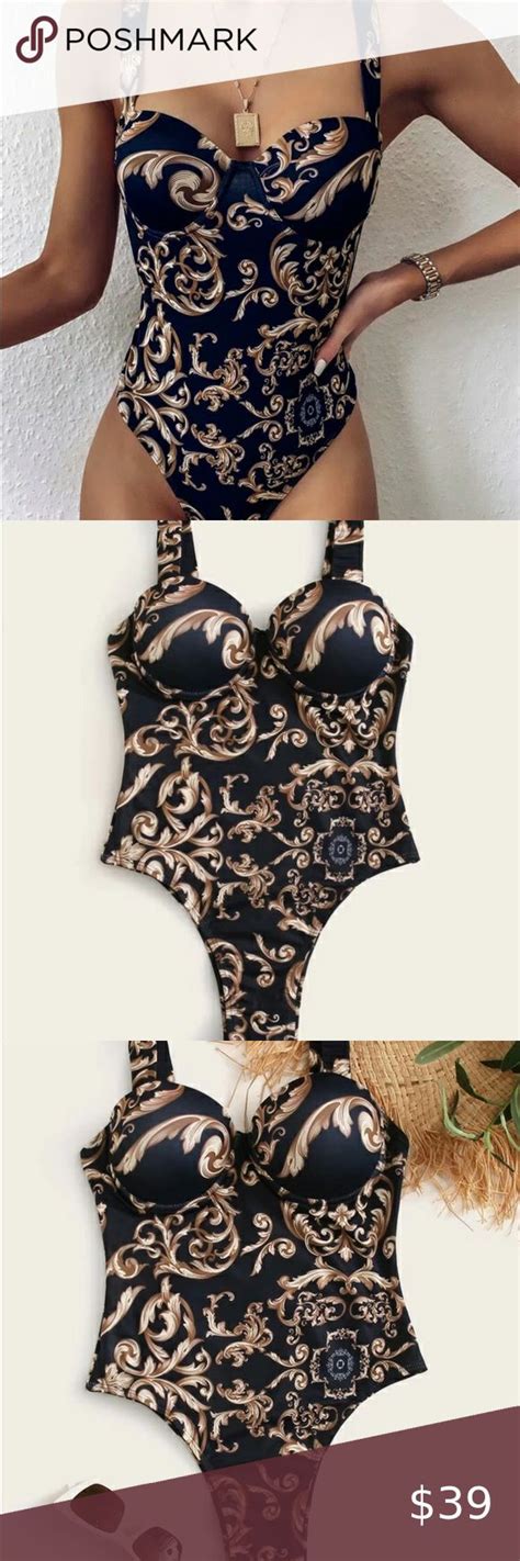 Nwot Black And Gold Bathing Suit Gold Bathing Suit Bathing Suits