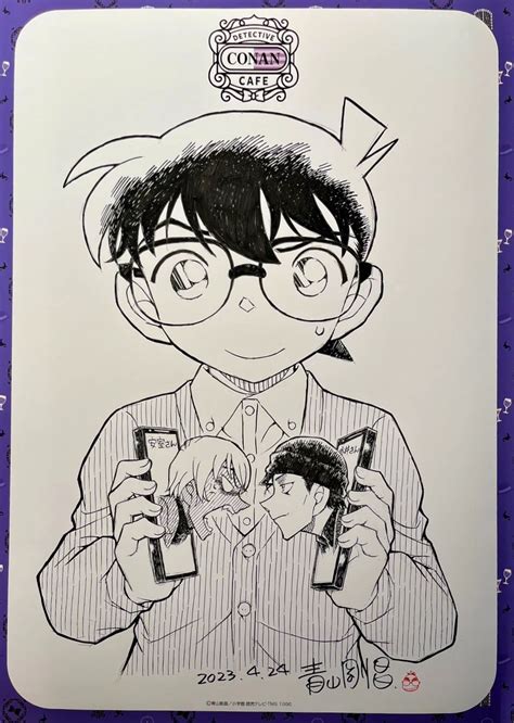 名探偵コナンカフェに青山先生が来店新宿会場で直筆イラスト展示 話題の画像プラス