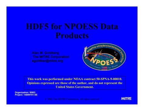 Hdf5 For Npoess Data Products Ppt
