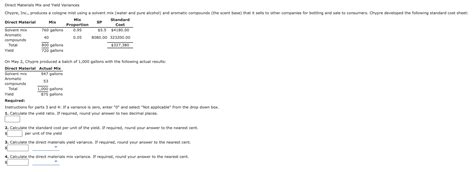 Solved Direct Materials Mix And Yield Variances Chypre Chegg Com