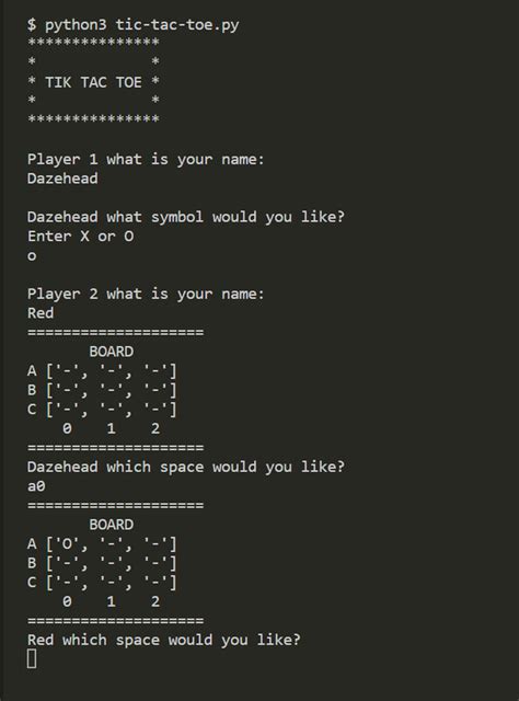 Tic Tac Toe Terminal Game Rpython