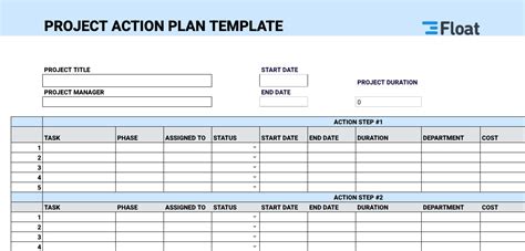 Project Action Plan Template Excel