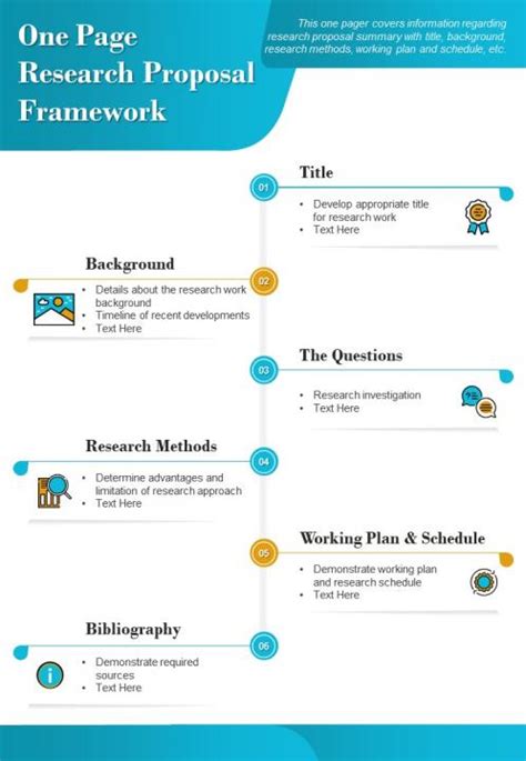 One Page Research Proposal Framework Presentation Report Infographic