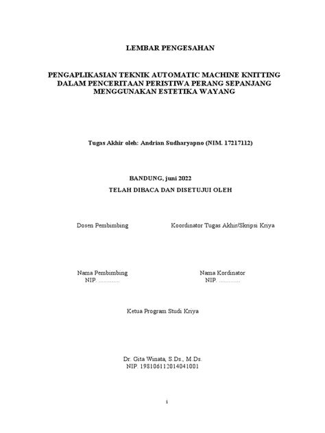 Format Laporan Tugas Akhir Kriya Tyar 2022 Pdf