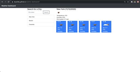 GitHub Jmyardley Weather Dashboard